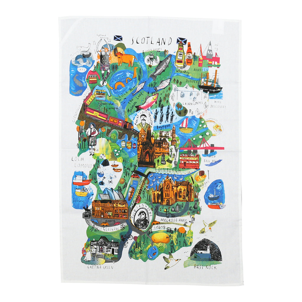 Tea Towel - Scotland Mapped Out – Tartantown Ltd.